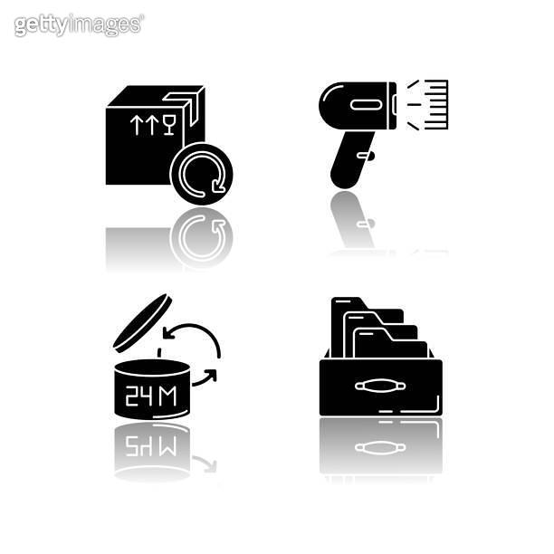 Merchandise quality accounting and control drop shadow black glyph ...