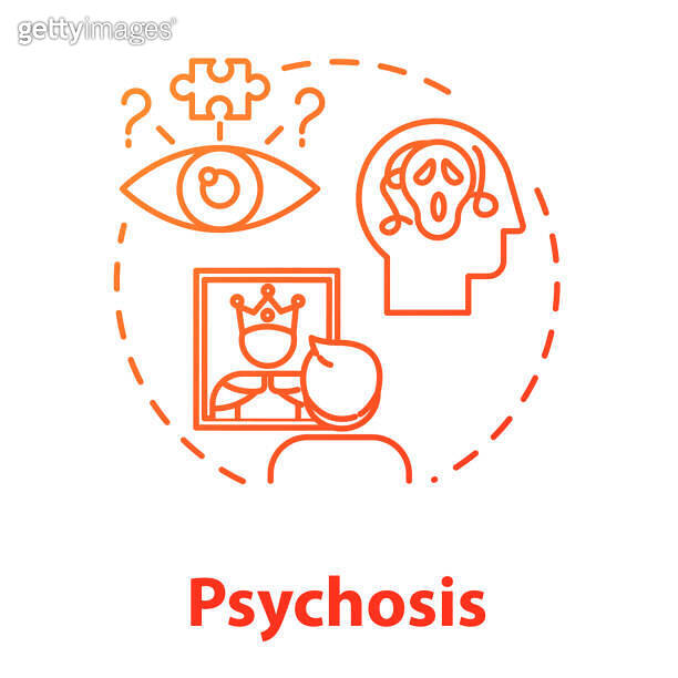 Psychosis concept icon. Psychic disorder. Psychopathy, insanity ...