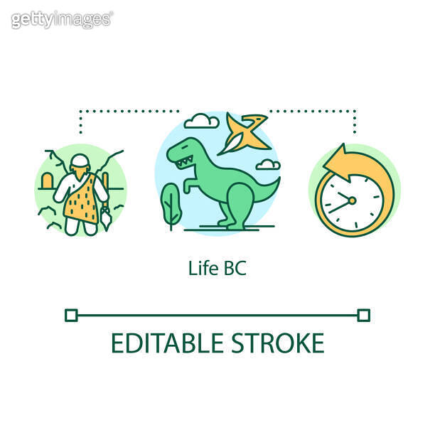 Life BC concept icon. Periods of early history. Evolution theory ...