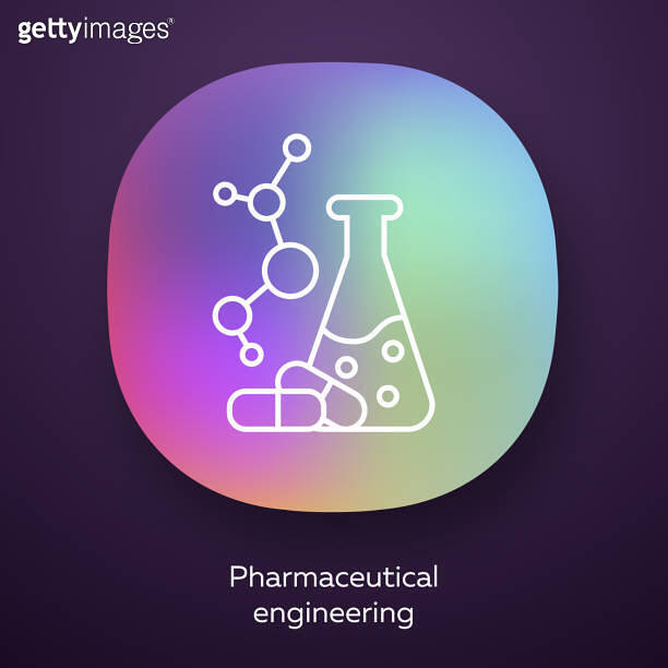 Pharmaceutical engineering app icon. Chemical engineering. Medication ...