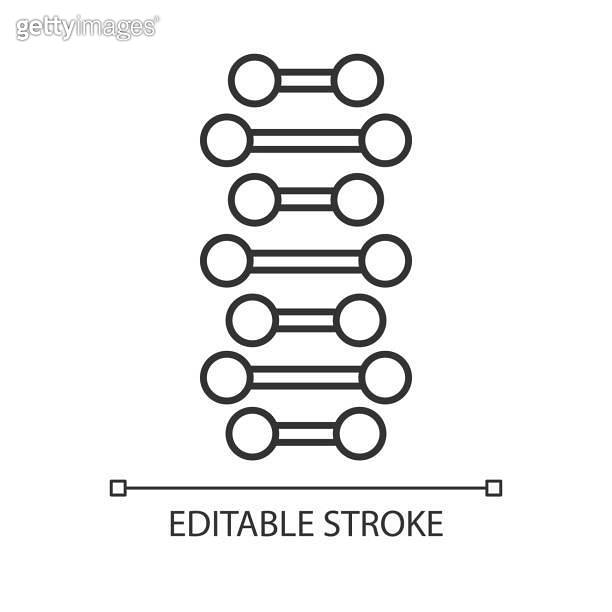 DNA spiral chains linear icon. Connected dots, lines. Deoxyribonucleic ...