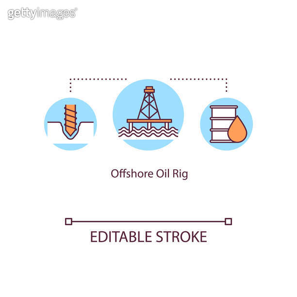 Offshore oil rig concept icon. Drilling in sea for petroleum. Marine ...