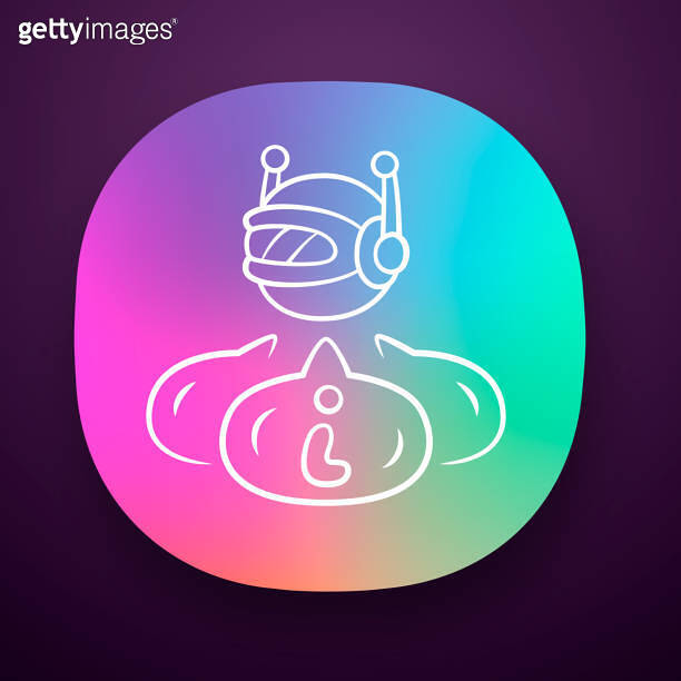 Informational bot app icon. Robot virtual assistant. Artificial ...