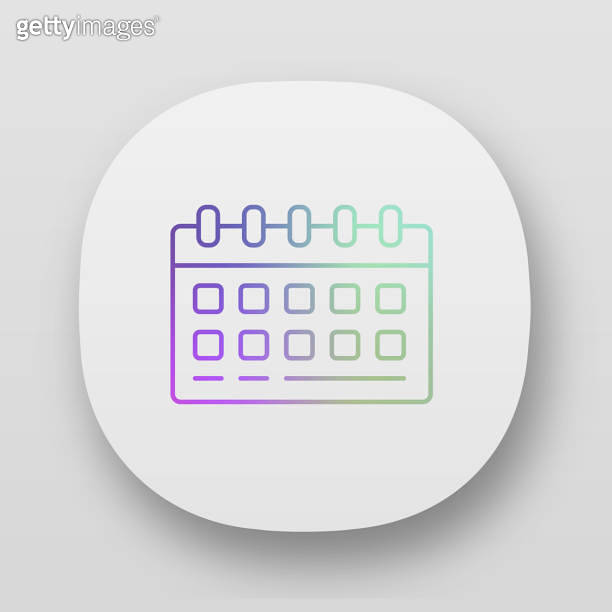 Desk planner, wall calendar app icon. UI/UX user interface. Web or ...
