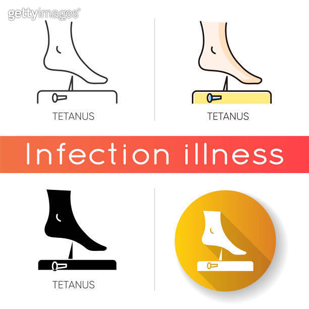 Tetanus icon. Linear black and RGB color styles. Infectious disease ...