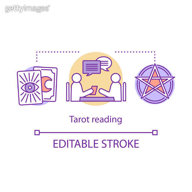 Tarot reading concept icon. Fortune telling, divination and cartomancy ...
