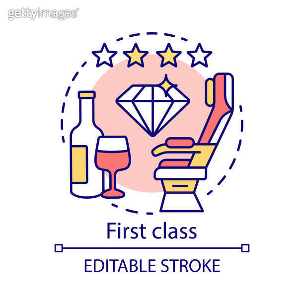 First class concept icon. Passenger seat idea thin line illustration ...