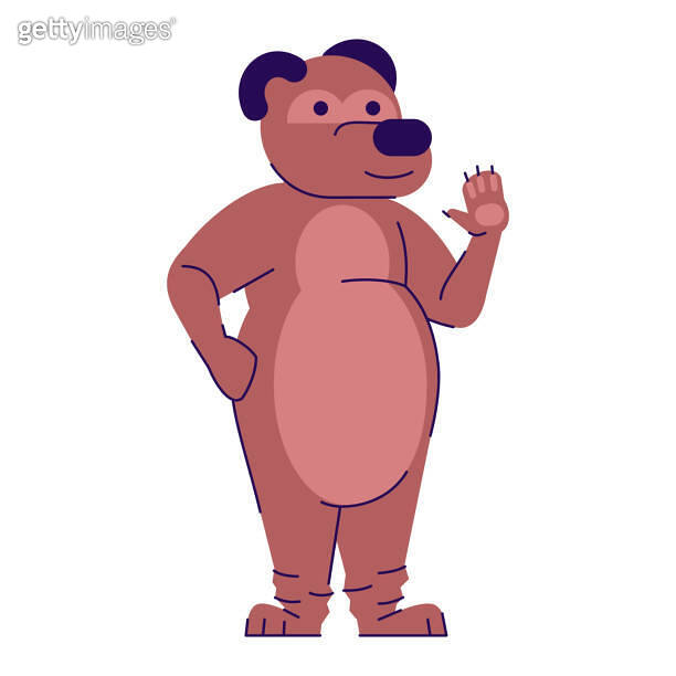 Man wearing bear costume flat vector illustration. Person dressing like ...