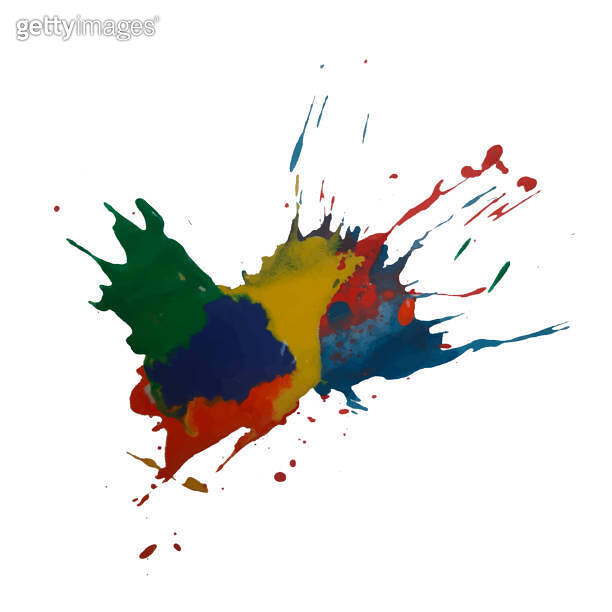 Vector colorful background with ink splash, blot and brush strokein ...