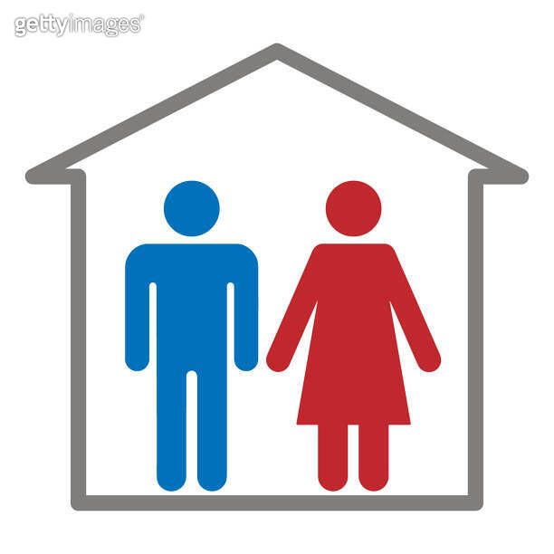 House isolation people icon. Symbol man and woman pair are self ...