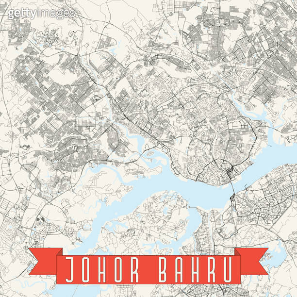 Johor Bahru, Malaysia Vector Map (1268080817) 일러스트, 무료 일러스트 - 게티이미지뱅크