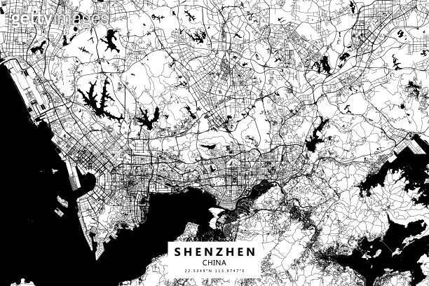 Shenzhen, China Vector Map (1253117151) - 게티이미지뱅크