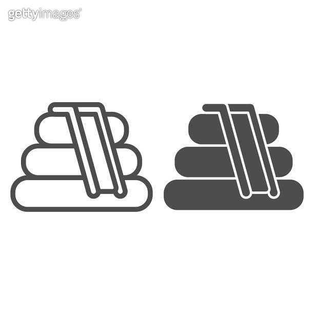 Inflatable slide line and solid icon, waterpark concept, Water Games ...