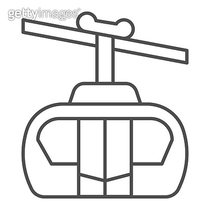 Cable car thin line icon, Public transport concept, Funicular wagon ...