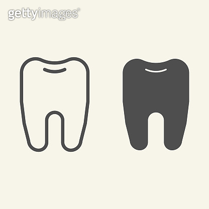 Tooth line and solid icon. Dentistry or stomatology logo outline style ...