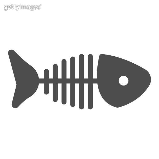 Fish head with bones and tail solid icon, fishing concept, fish ...