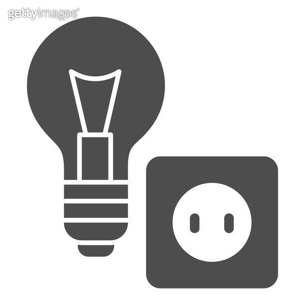 Light bulb and socket solid icon, home repair concept, Electric repair ...
