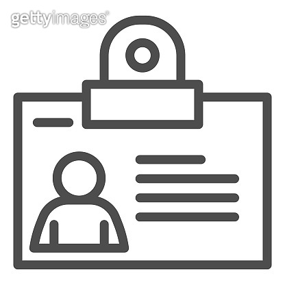 Personal Badge line icon. ID card with photo for object pass outline ...