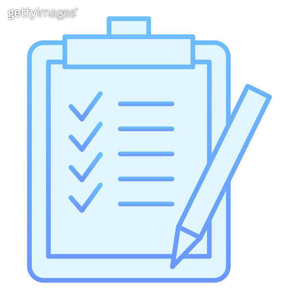 Checklist color icon. Clipboard blue icons in trendy flat style. Task ...