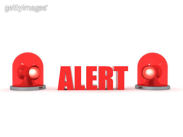 3D Red text saying Alert with emergency lights around 이미지 (1216392126 ...