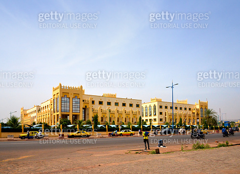 Mali government HQ, traffic and buildings of the Administrative City ...