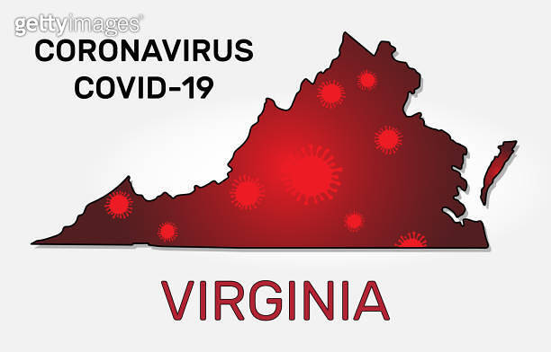 Map of Virginia state and coronavirus infection. 이미지 (1220253952) - 게티이미지뱅크