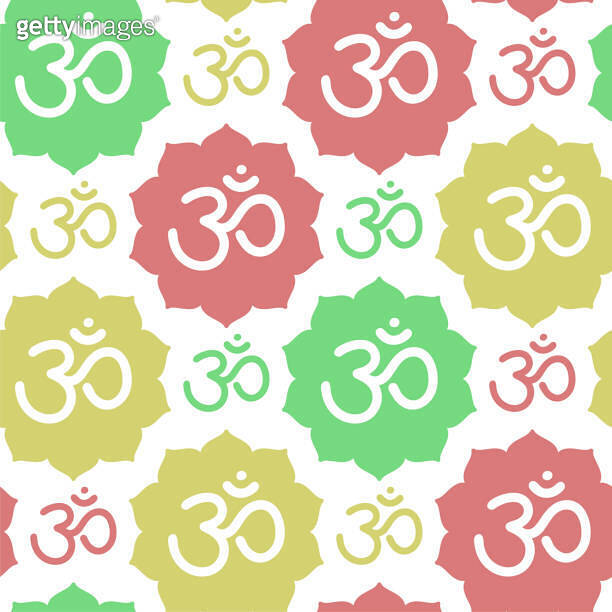 Om sign seamless pattern. Vector sacral icon. Meditation line symbol ...