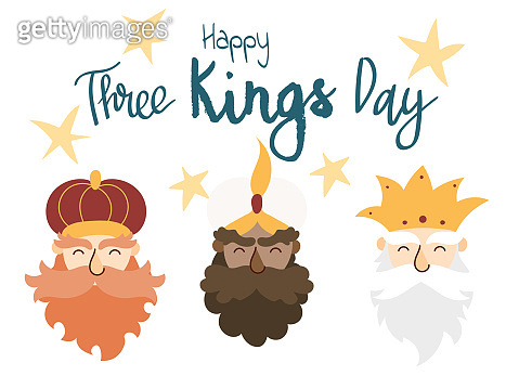 Vector illustration card for Happy Three Kings Day celebration. Cute ...