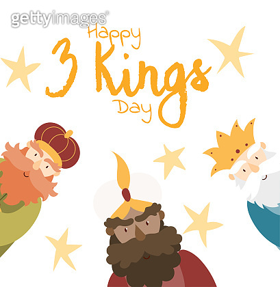 Vector illustration card for Happy Three Kings Day celebration. Cute ...