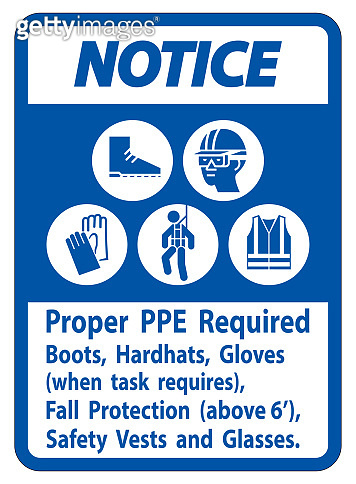 Notice Sign Proper PPE Required Boots, Hardhats, Gloves When Task ...