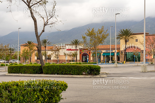 An empty parking lot at the Falcon Ridge Town Center located in Fontana ...