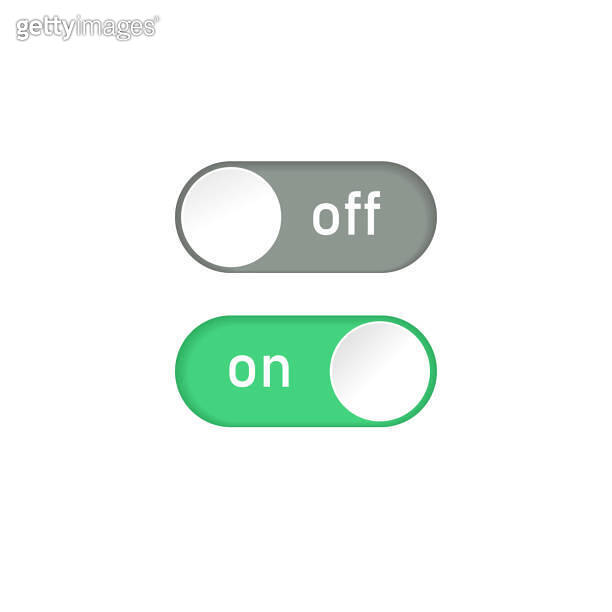 Realistic Turn on and turn off swipe buttons isolated on white ...