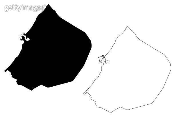 Benghazi City (State of Libya, Cyrenaica Region) map vector ...