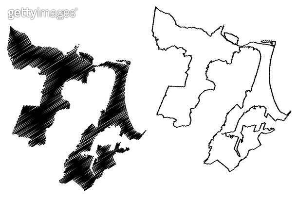 Durban City (Republic of South Africa, RSA, KwaZulu-Natal Province) map ...