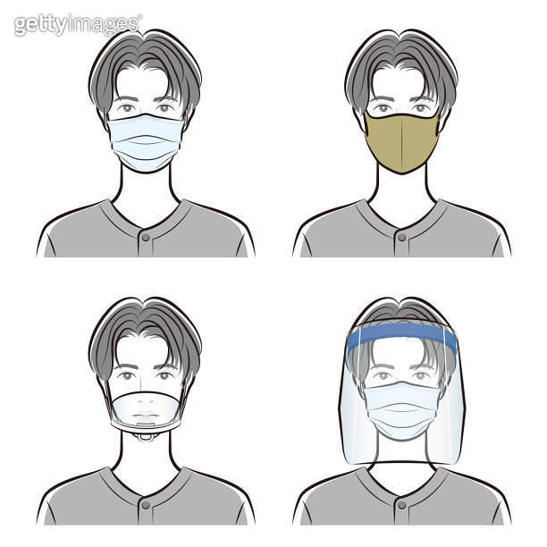 Prevention of virus infection, Mask, face shield, Man, 이미지 (1263743677 ...