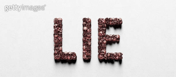 the word LIE made up of lots of human skull 3d render 이미지 (1220228687 ...