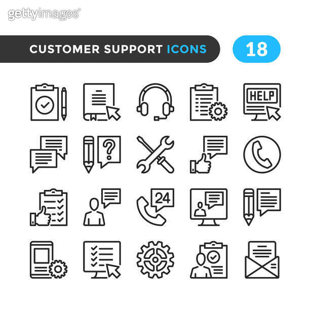 Customer support line icons. Technical support. Outline symbols ...