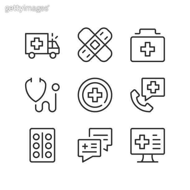 Healthcare line icons. Health care, medical exam, medicine, ambulance ...