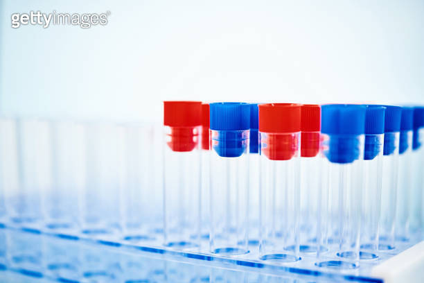 Sterile test tubes in a laboratory type setting (1266687806) - 게티이미지뱅크