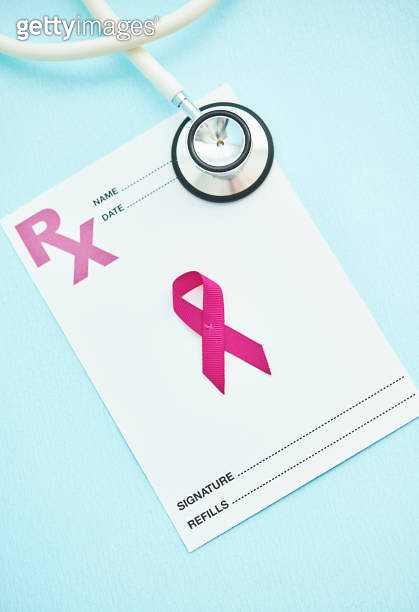 RX Prescription form with Stethoscope and Pink Breast Cancer Awareness ...
