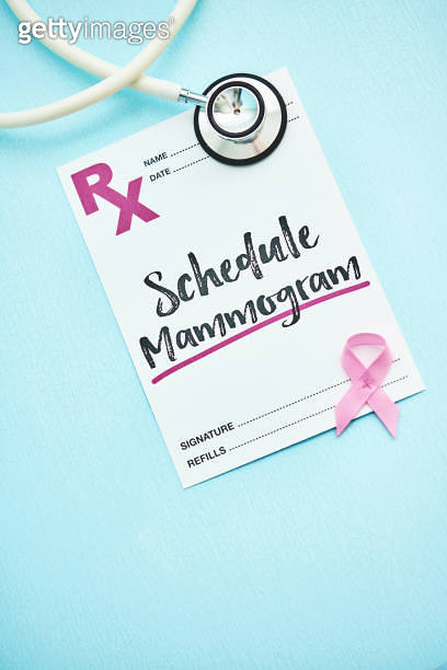 Breast Cancer Awareness Mammogram Reminder and Pink Ribbon with ...