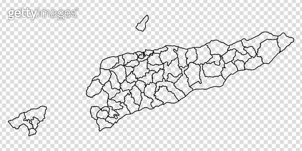 Blank map of Timor-Leste. High quality map of Timor-Leste with regions ...