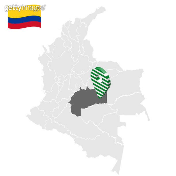 Location of Meta on map Colombia. 3d Meta location sign. Flag of Meta ...