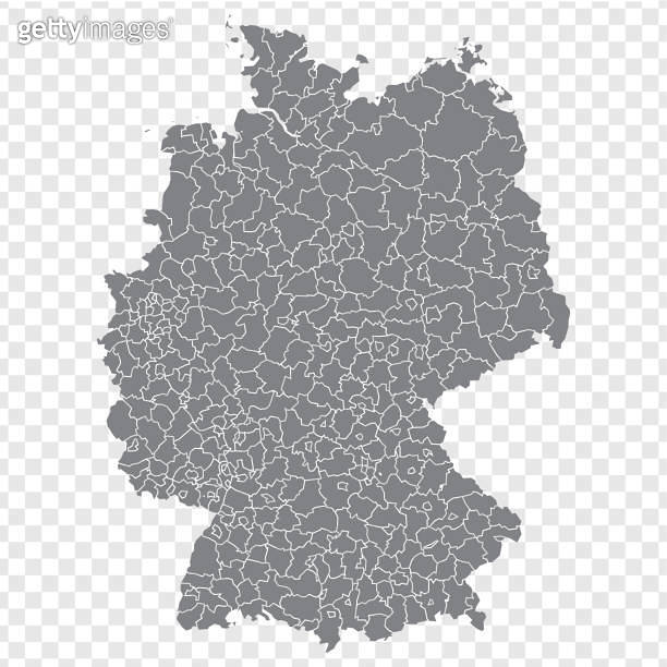 Blank map Germany. Districts of Germany map. High detailed gray vector ...