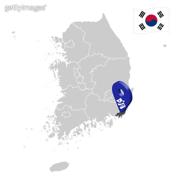 Location of Busan on map South Korea. 3d location sign similar to the ...