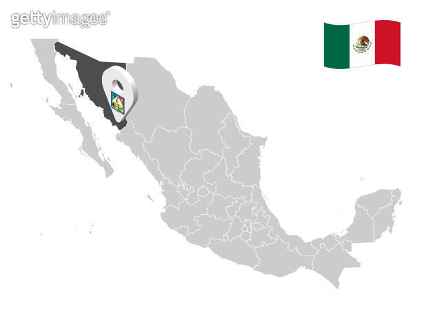 Location of Sonora on map Mexico. 3d location sign of Sonora. Quality ...