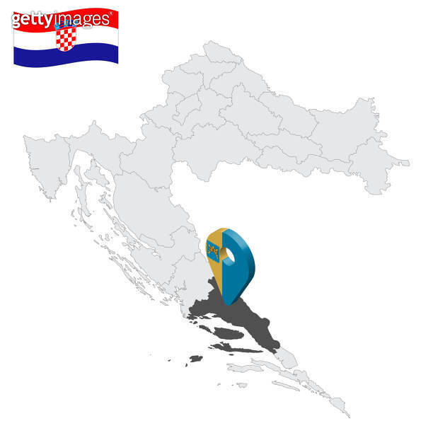 Location Split-Dalmatia County on map Croatia. 3d location sign similar ...