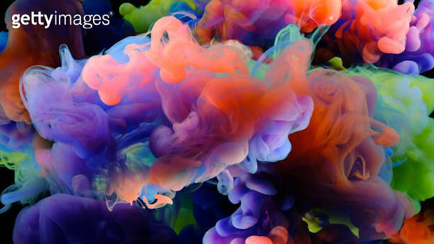 Color paint drops mixing in water, abstract color mixing in water slow ...