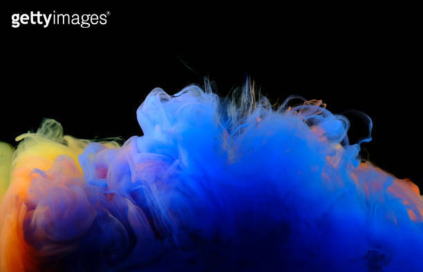 Color paint drops mixing in water, abstract color mixing in water slow ...