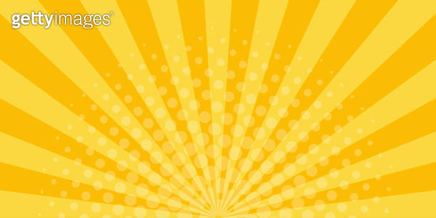 Sunrays on orange background with halftone effects. Radial retro lines ...